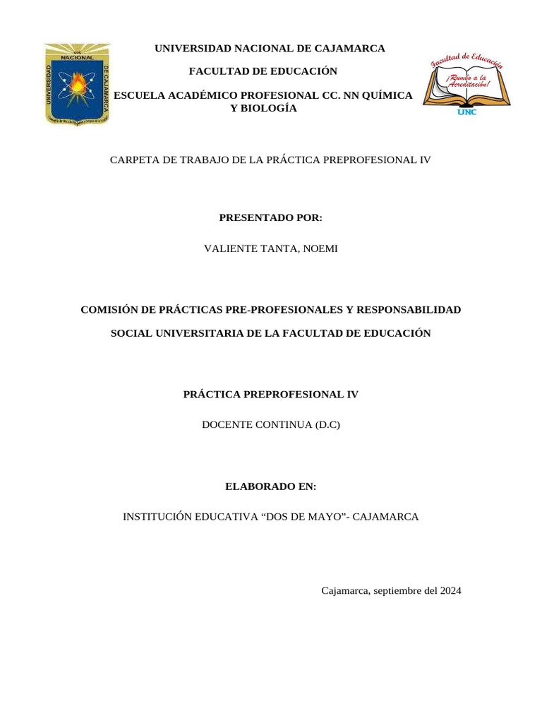 Carpeta de Práctica Preprofesional IV | PDF | Evaluación | Enseñando
