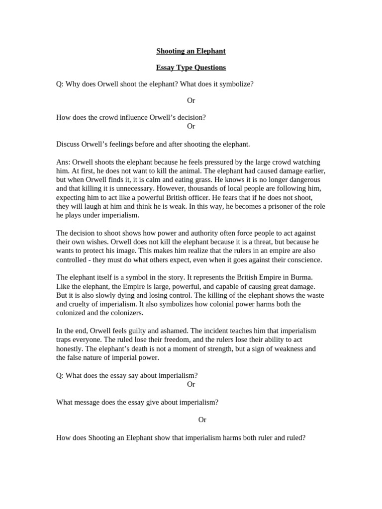 Orwell's Dilemma in Shooting an Elephant | PDF