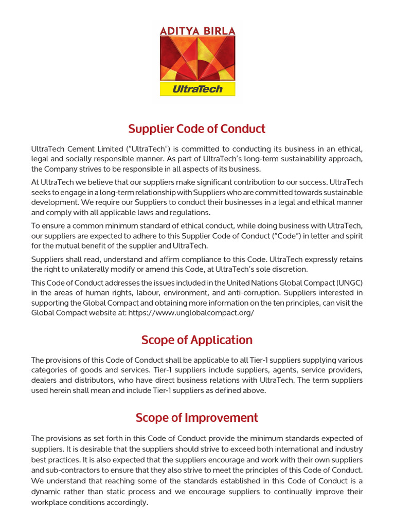 Supplier Code of Conduct | PDF | Waste Management | Waste