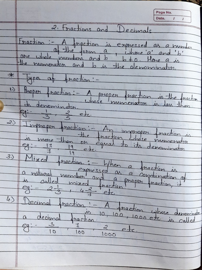 Chapter-2 (Fractions and Decimals) | PDF