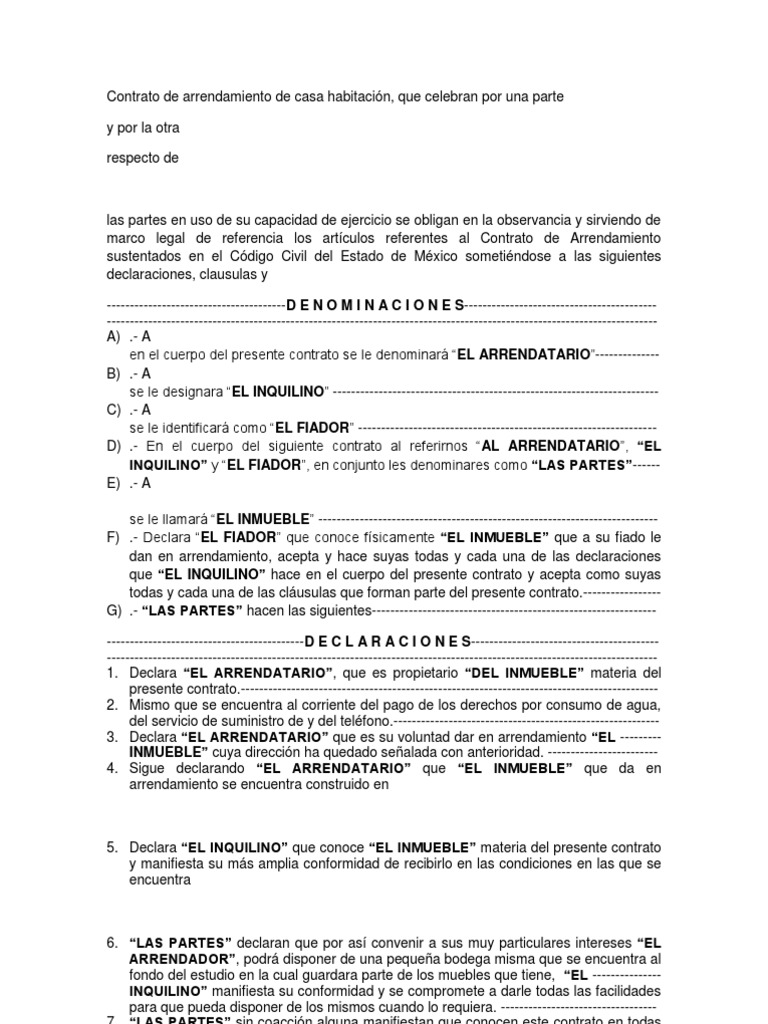 Contrato de Arrendamiento de Casa Habitación | PDF | Pagos | Alquiler