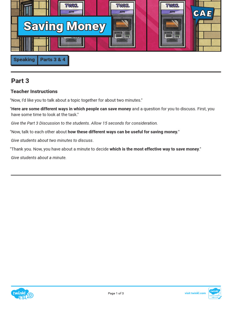 Cae Speaking Part 3 and 4 Practice 1 | PDF