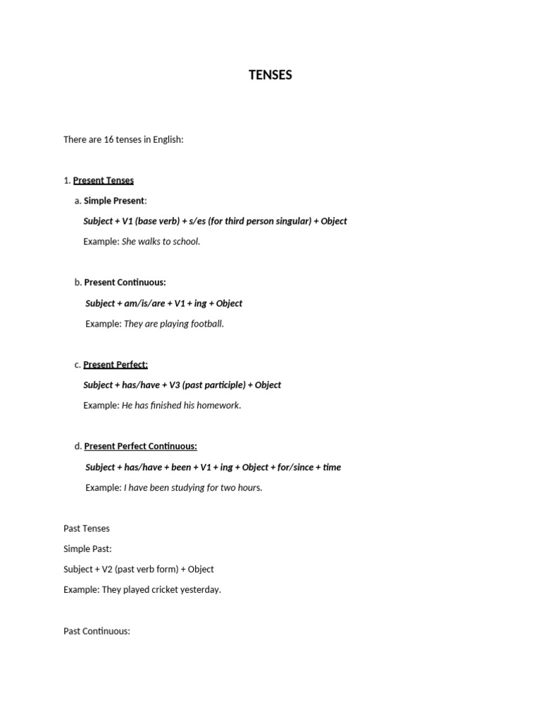 Understanding English Tenses Explained | PDF