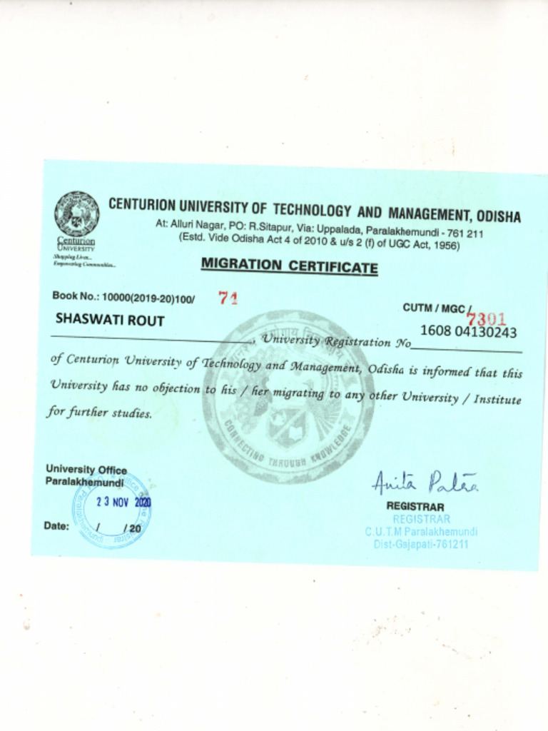 Migration Certificate | PDF