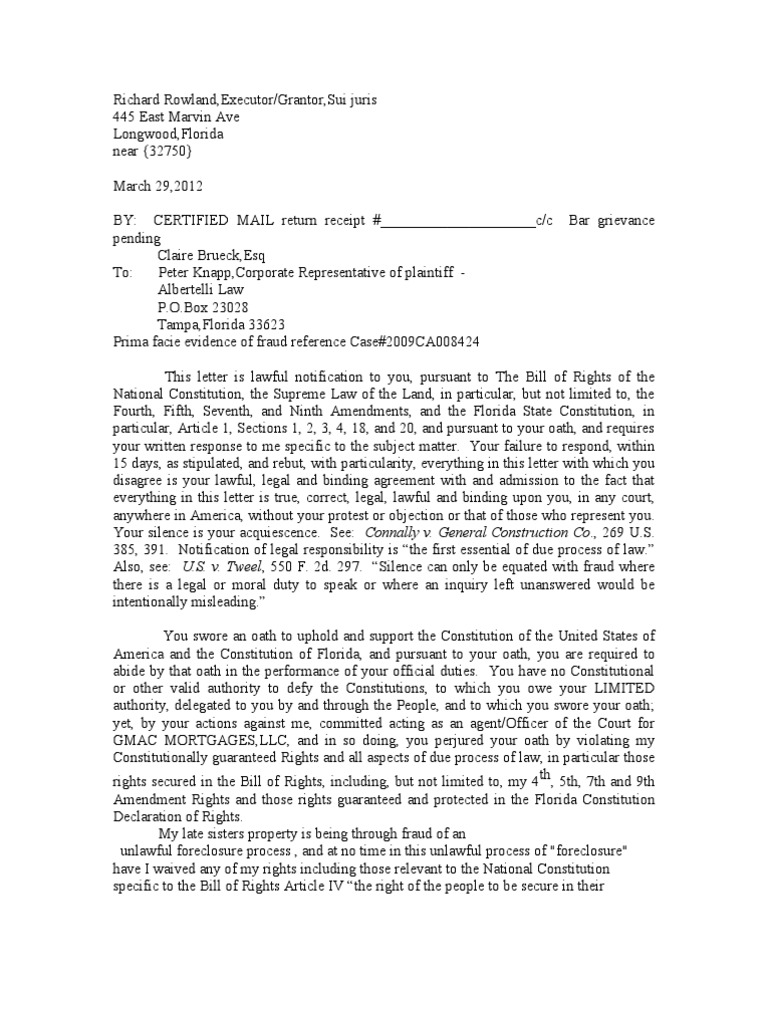 Legal Notice of Fraud and Rights Violation | PDF | United States Bill ...