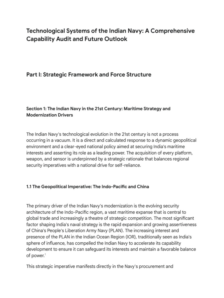 Indian Navy's Tech Evolution & Future Strategy | PDF | Submarines ...