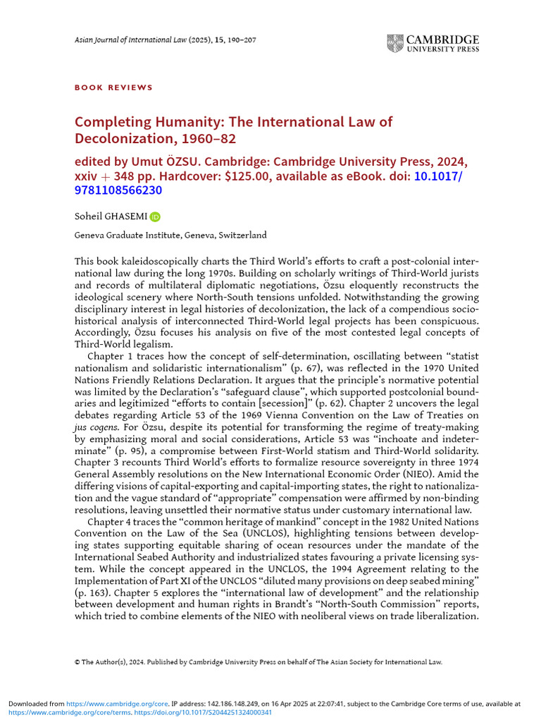 Soheil Ghasemis Review of Umut Ozsu Comp | PDF | United Nations ...