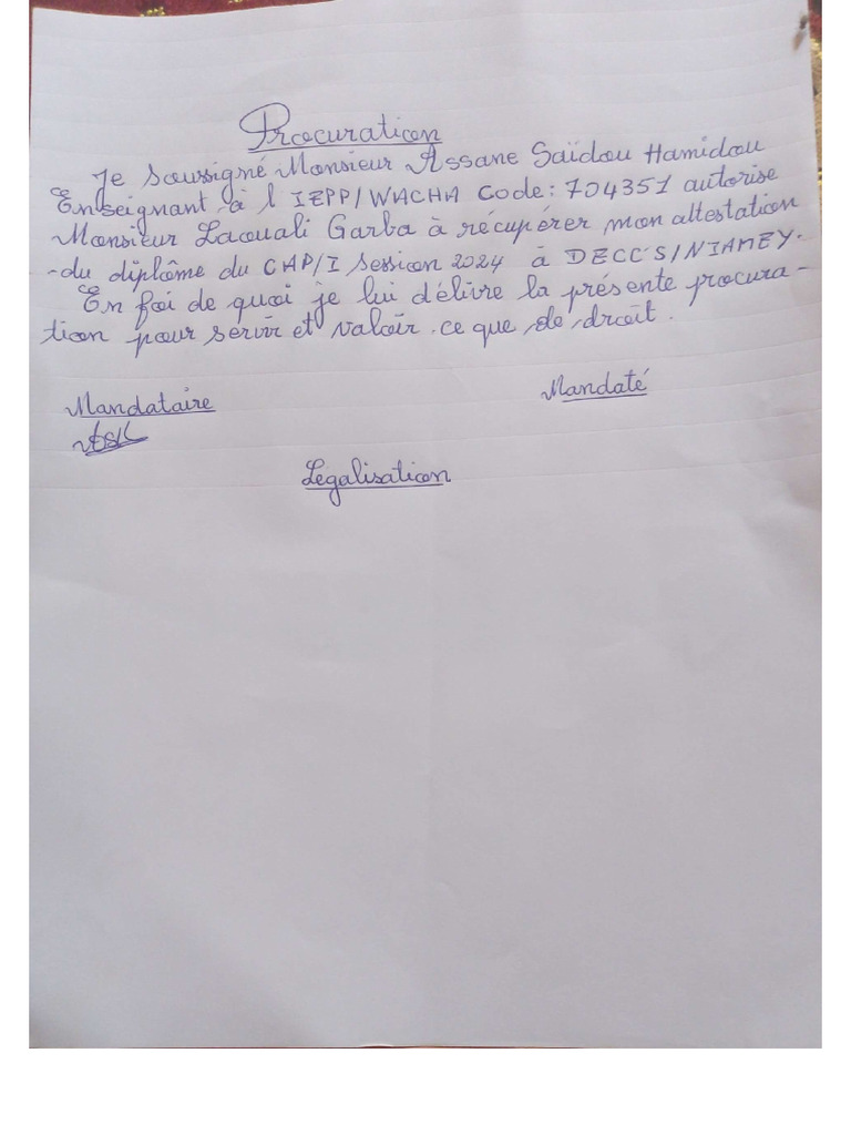 Procuration de Assan Saidou | PDF