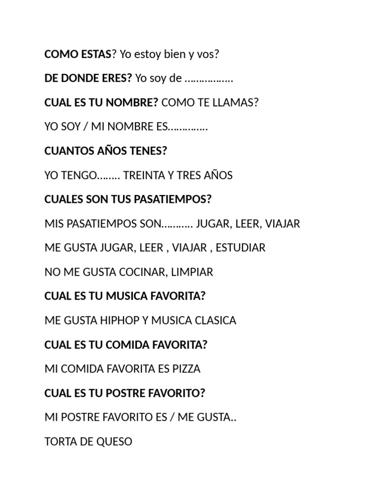 Preguntas Basicas en Español | PDF