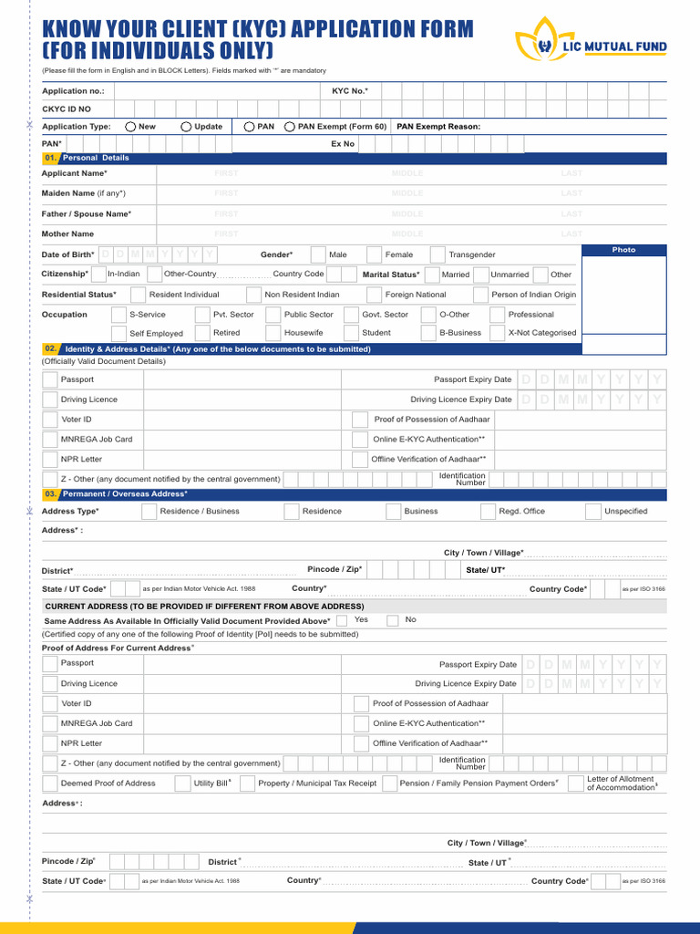 KYC Application Form Individual Feb 2021 | PDF | Identity Document | Authentication