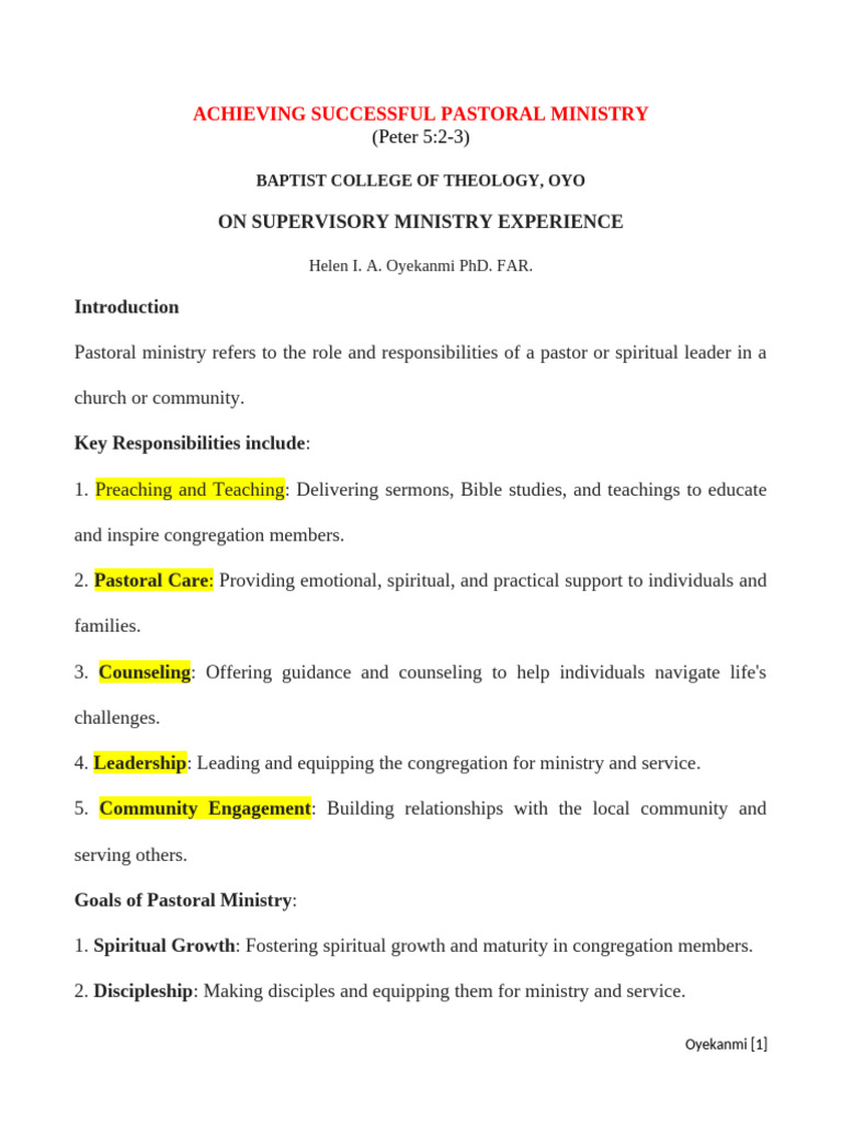 Achieving Successful Pastoral Ministry Sme Large Sandwich Group 2025 ...