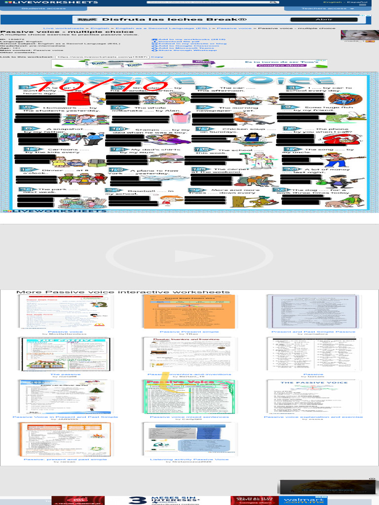 Passive Voice Multiple Choice Exercise | PDF