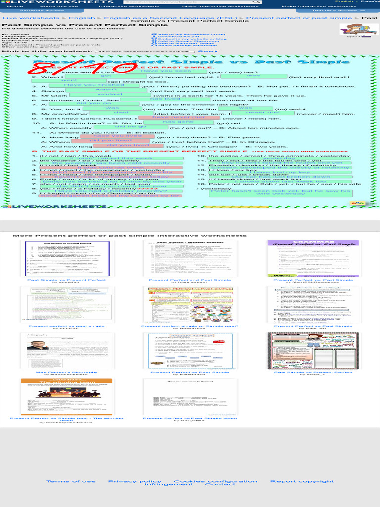 Past Simple Vs Present Perfect Simple | PDF