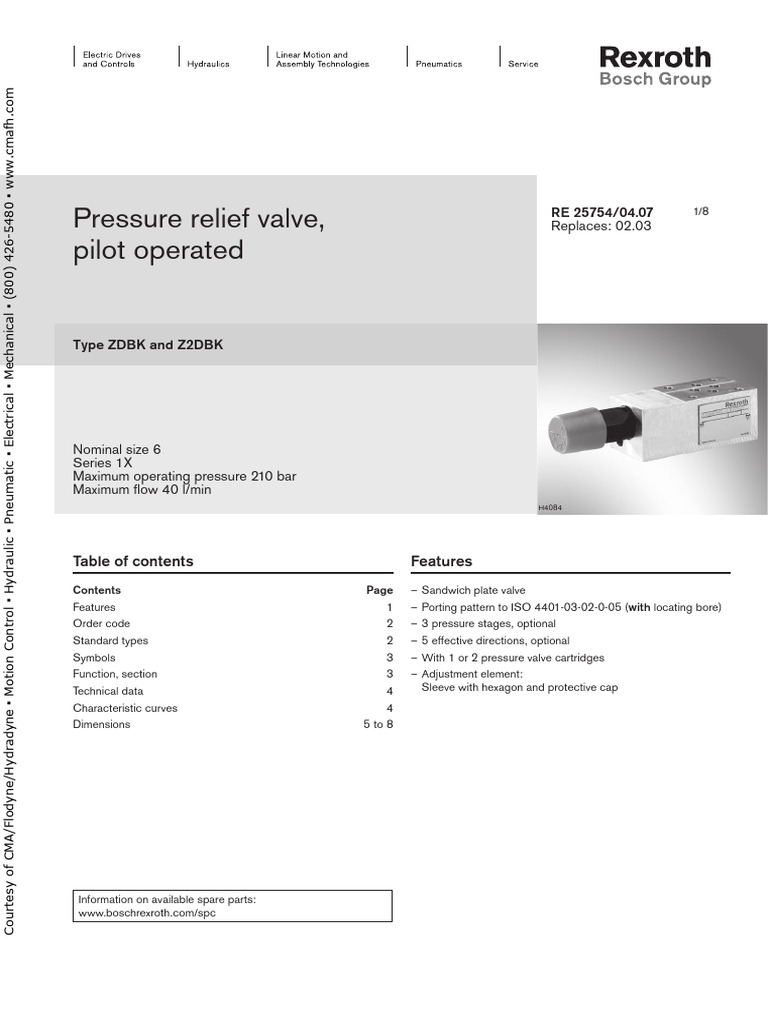 Bosch Rexroth ZDBK/Z2DBK Valve Guide | PDF | Valve | Mechanical Engineering