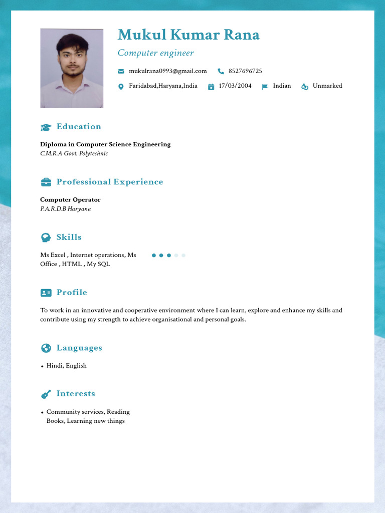 CV Mukul Kumar Rana | PDF