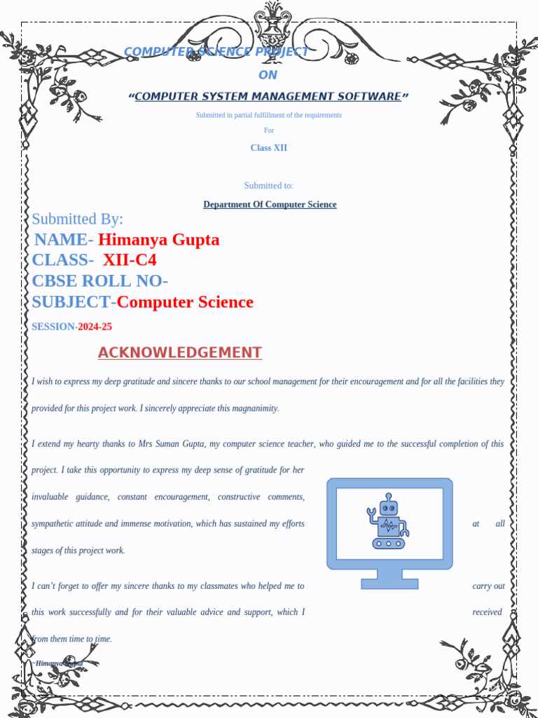 Computer System Management Software | PDF | Databases | Menu (Computing)