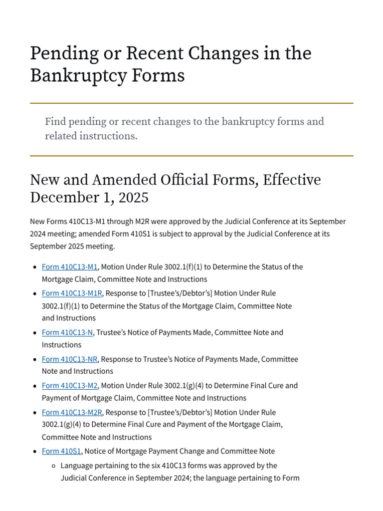 Pending Bankruptcy Forms | PDF | Bankruptcy | Private Law