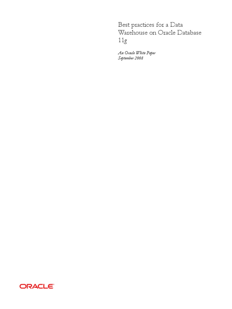 Best Practices For A Data Warehouse On Oracle Database 11g Pdf