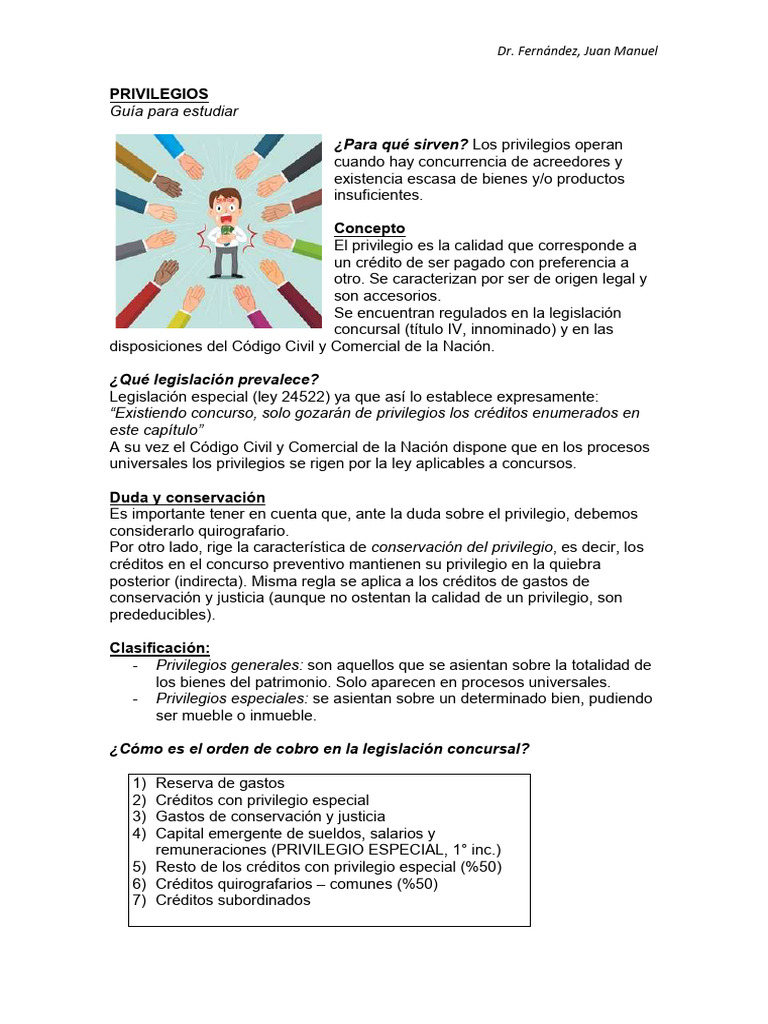 Privilegios en Créditos Concursales | PDF | Bancarrota