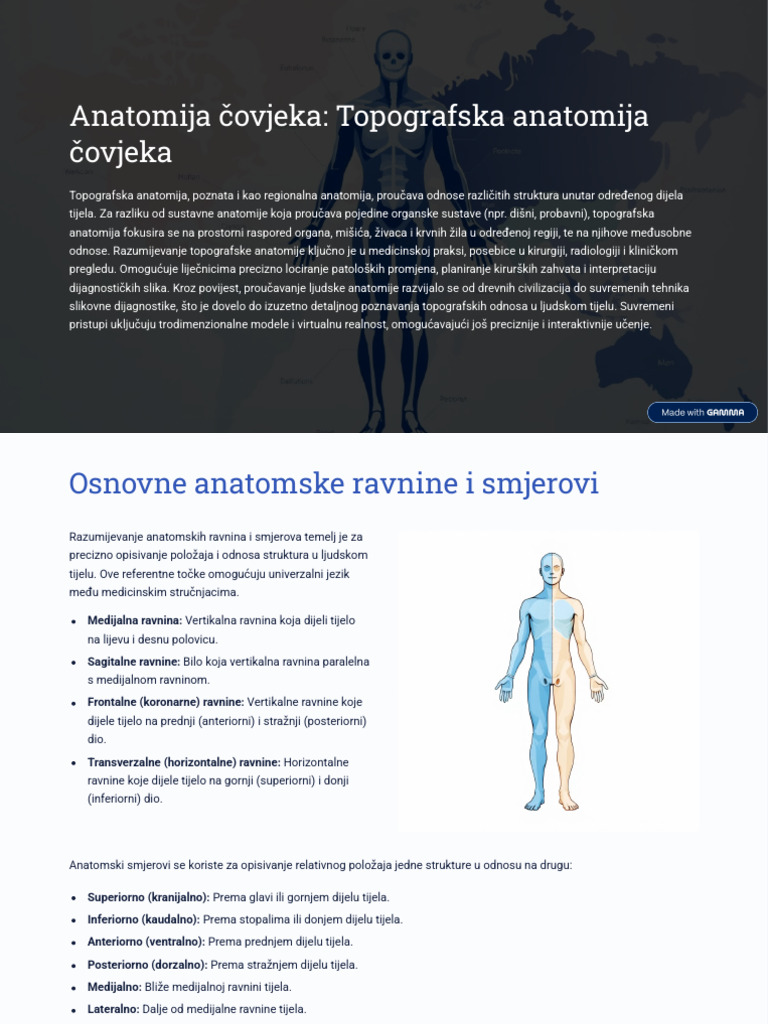 Anatomija Covjeka Topografska Anatomija Covjeka | PDF