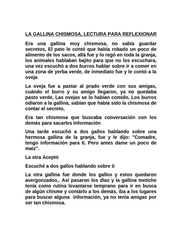 La gallina chismosa y su destino | PDF