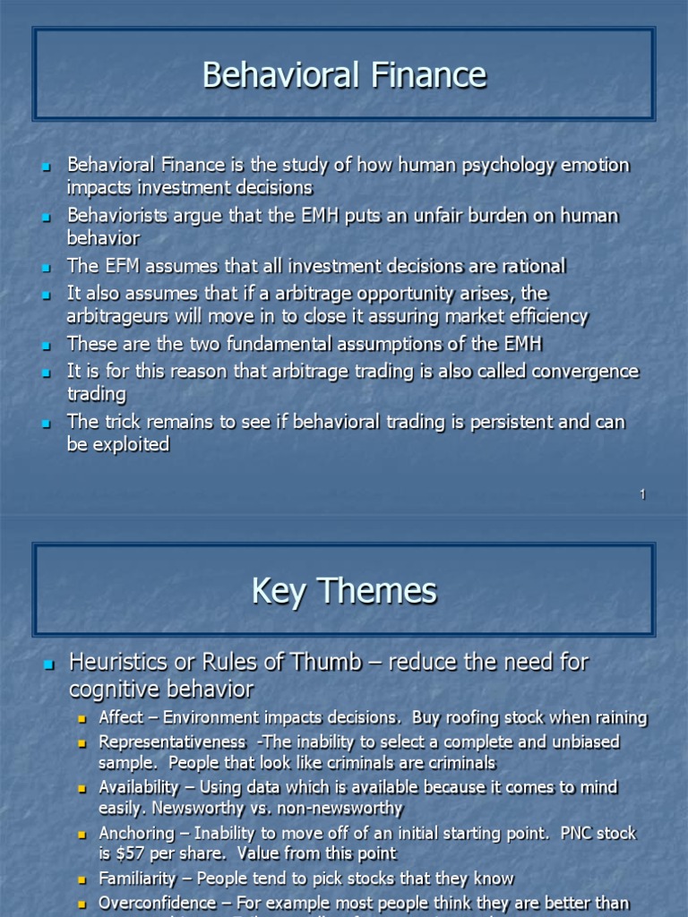 Behavioral Finance Lecture | PDF | Arbitrage | Bias