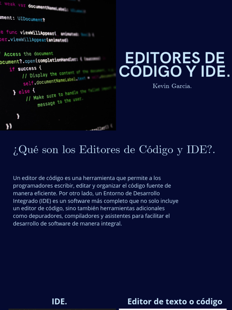 Editores de Código Y Ide.: Kevin Garcia | PDF