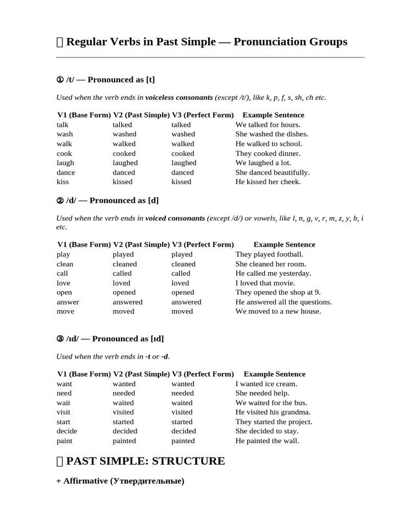 Past Simple Regular Verbs | PDF | Linguistics | Language Families