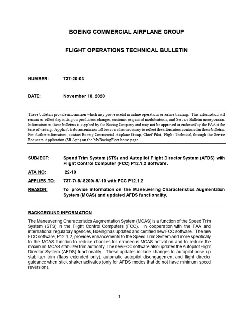 FOTB - Speed Trim System (STS) and Autopilot Flight Director System ...