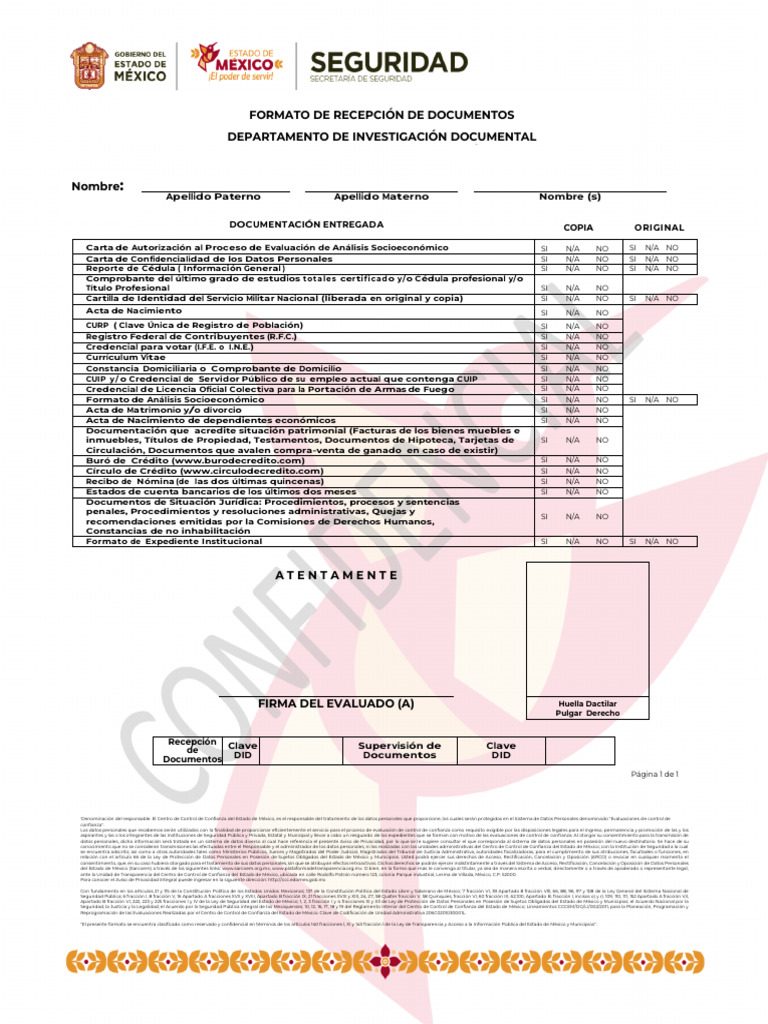 01 - Formato de Recepción de Documentos | PDF | Estado (política) | México