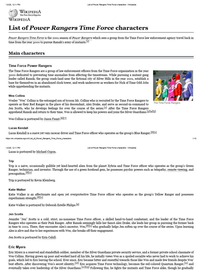 Time Force Rangers: Key Characters Overview | PDF