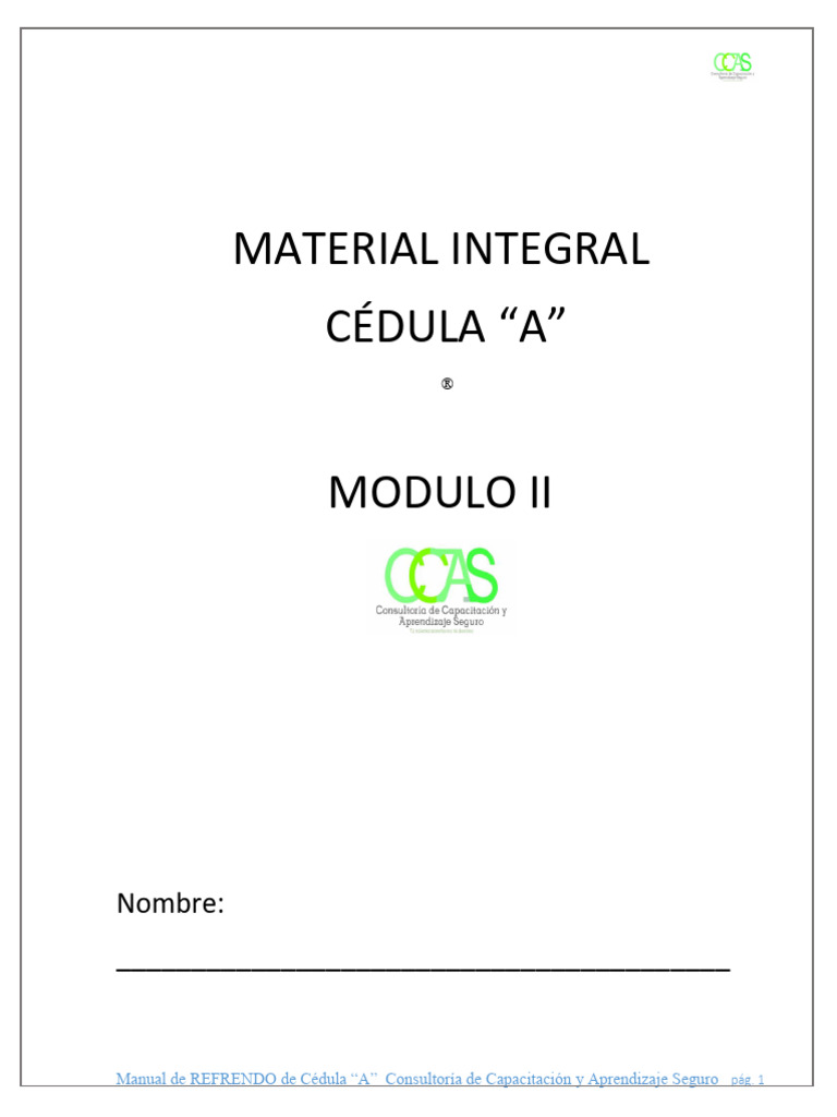 Manual Del Modulo II Cedula A de Refrendo | PDF | Seguro | Póliza de seguros