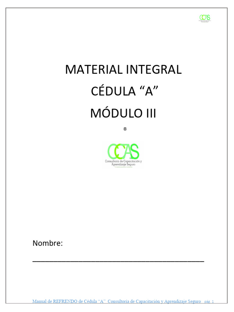 Manual Del Modulo III Cedula A de Refrendo | PDF | Seguro | Póliza de seguros