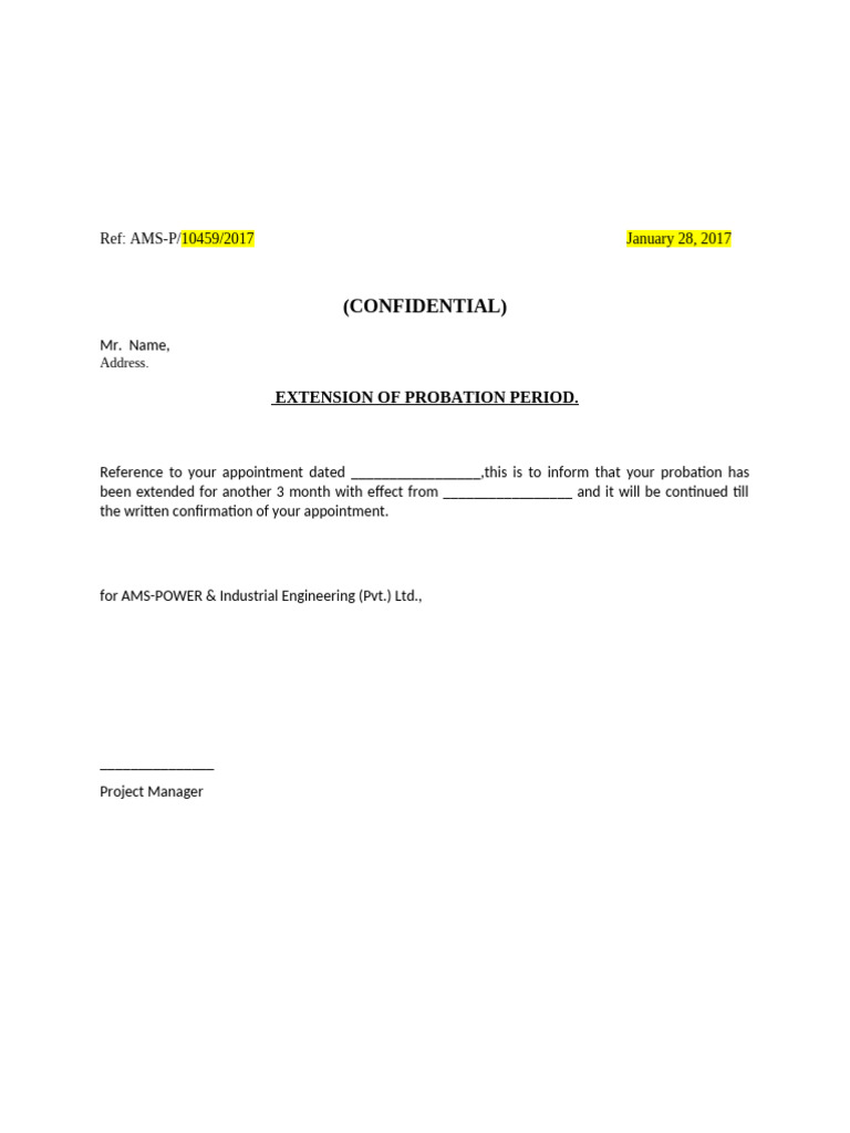 Probation Period Extension Notification | PDF