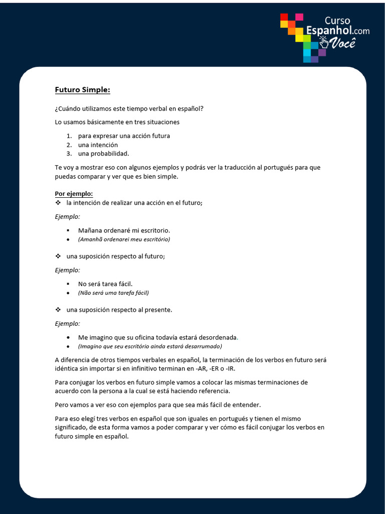 Gramática Futuro Simple | PDF | Verbo | Relaciones sintácticas