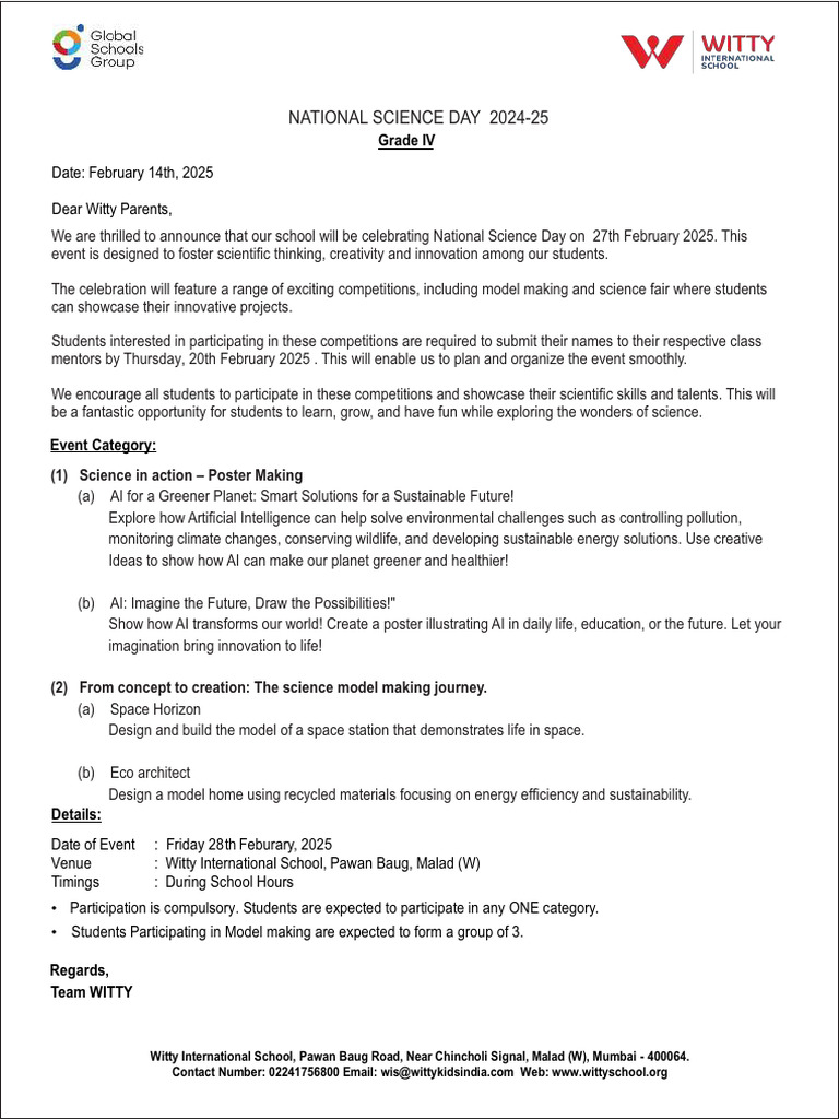 National Science Day Grade 4 | PDF | Natural Environment