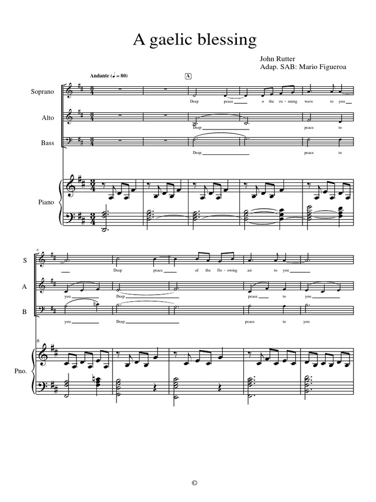 A Gaelic Blessing Rutter Piano y Coro | PDF