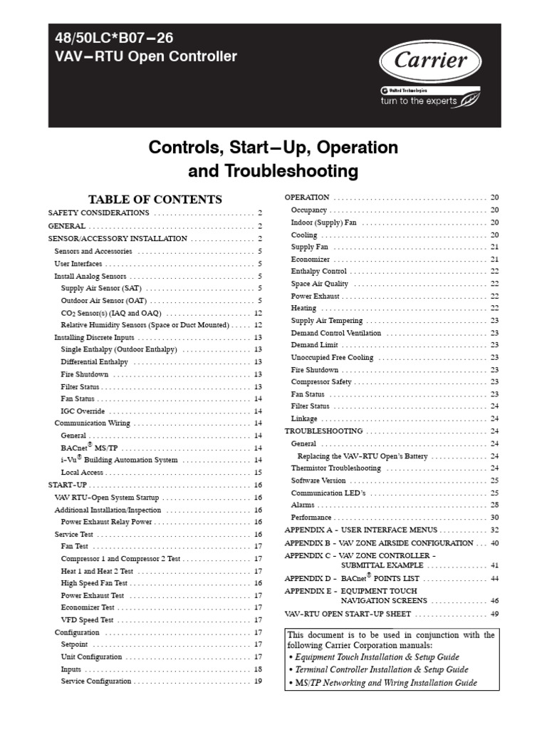 48-50lcb-Rtu Vav Open Manual | PDF | Electrical Wiring | Equipment