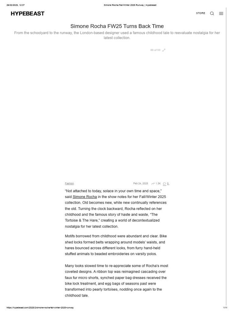 Simone Rocha Fall - Winter 2025 Runway - Hypebeast | PDF | Clothing | Fashion