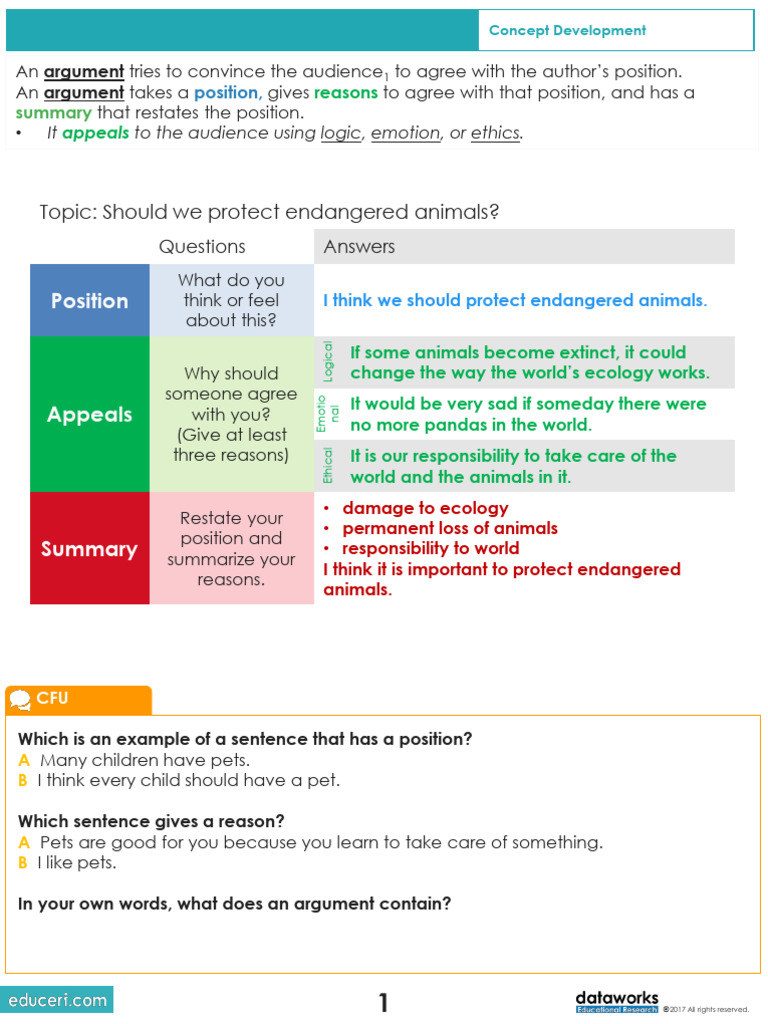8th - ELA - W.1.0 - PLAN - ARGUMENT - DW - CCSS - (1252) - Student ...