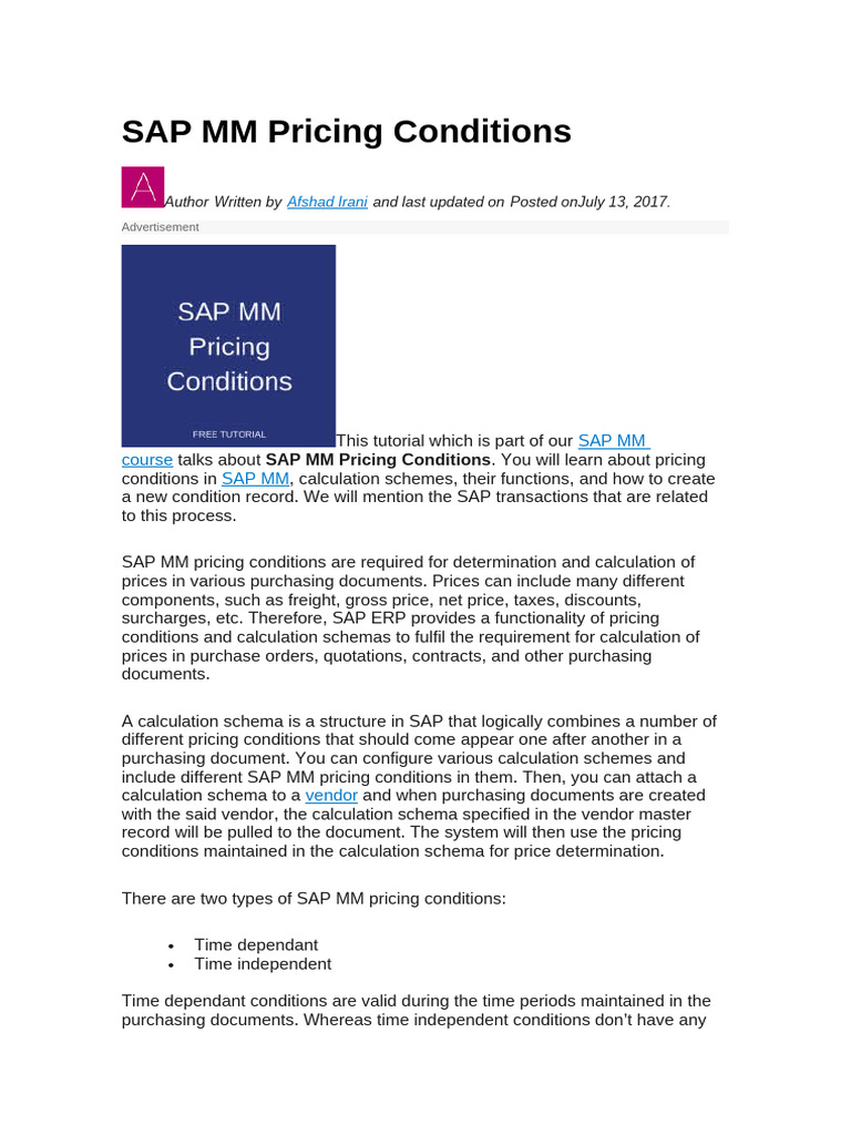 SAP MM Pricing Condition Records Guide | PDF | Pricing | Xml Schema
