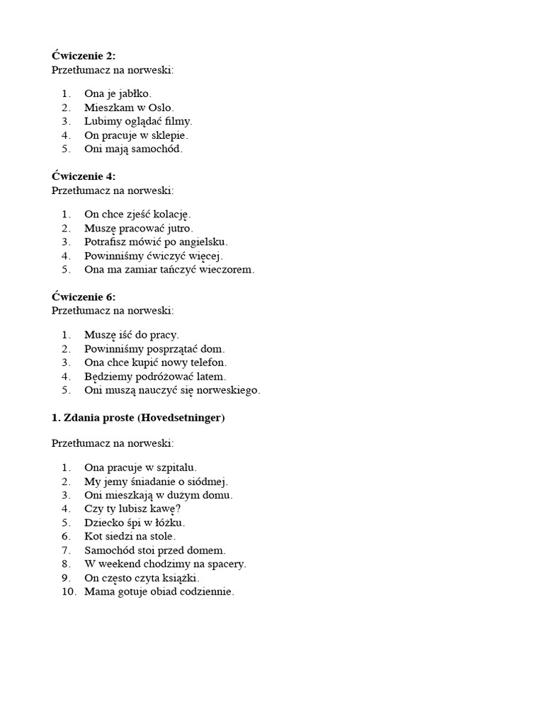 Zdania Zajecia | PDF