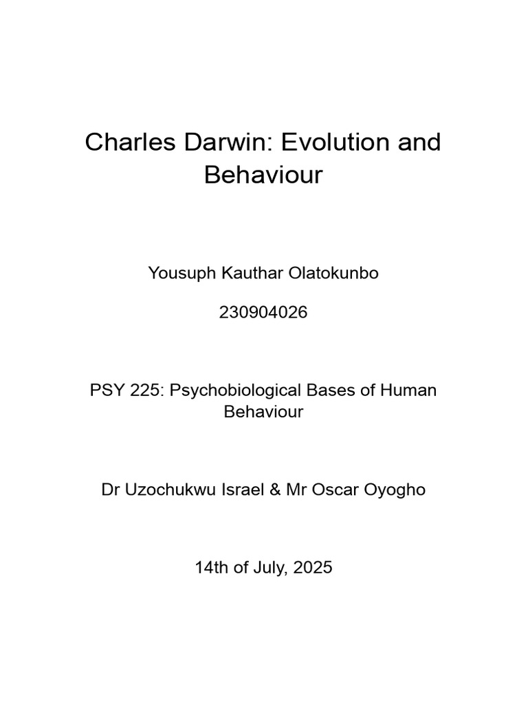 Darwin's Evolutionary Impact on Behavior | PDF | Natural Selection ...