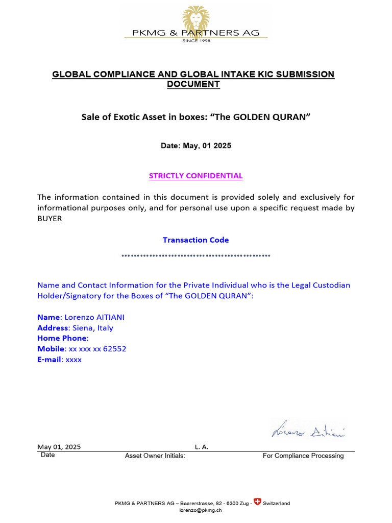 Sale of The Golden Quran Asset | PDF | Affidavit