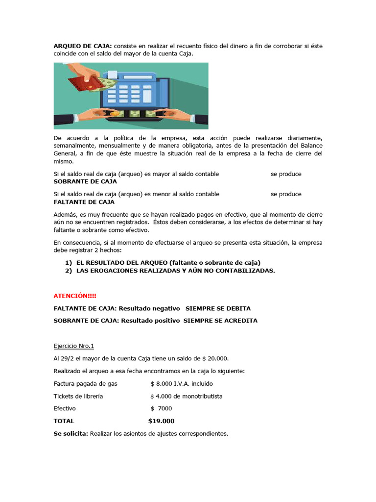 Arqueo de Caja y Sobrantes de Efectivo | PDF | Business | Economias