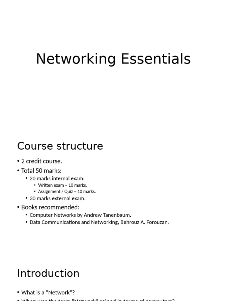 Networking Essentials Introduction (1) | PDF | Computer Network | Network Interface Controller