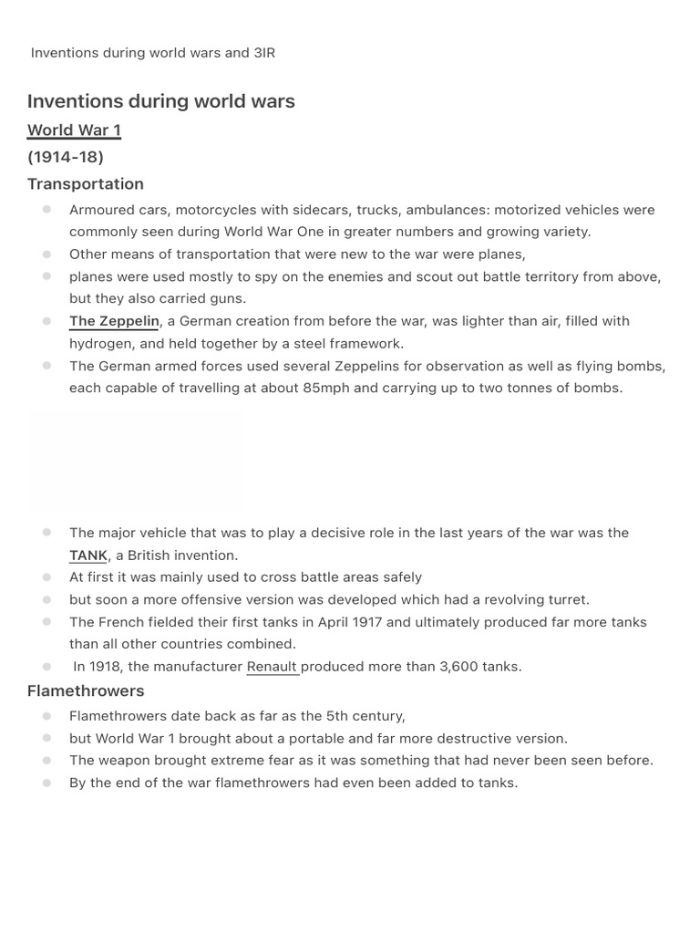 Inventions During World Wars and 3IR-1 | PDF | Renewable Energy | World ...