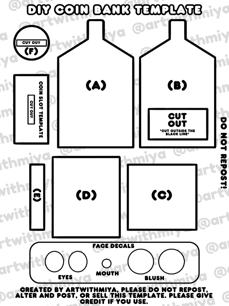 DIY Coin Bank Template Download | PDF