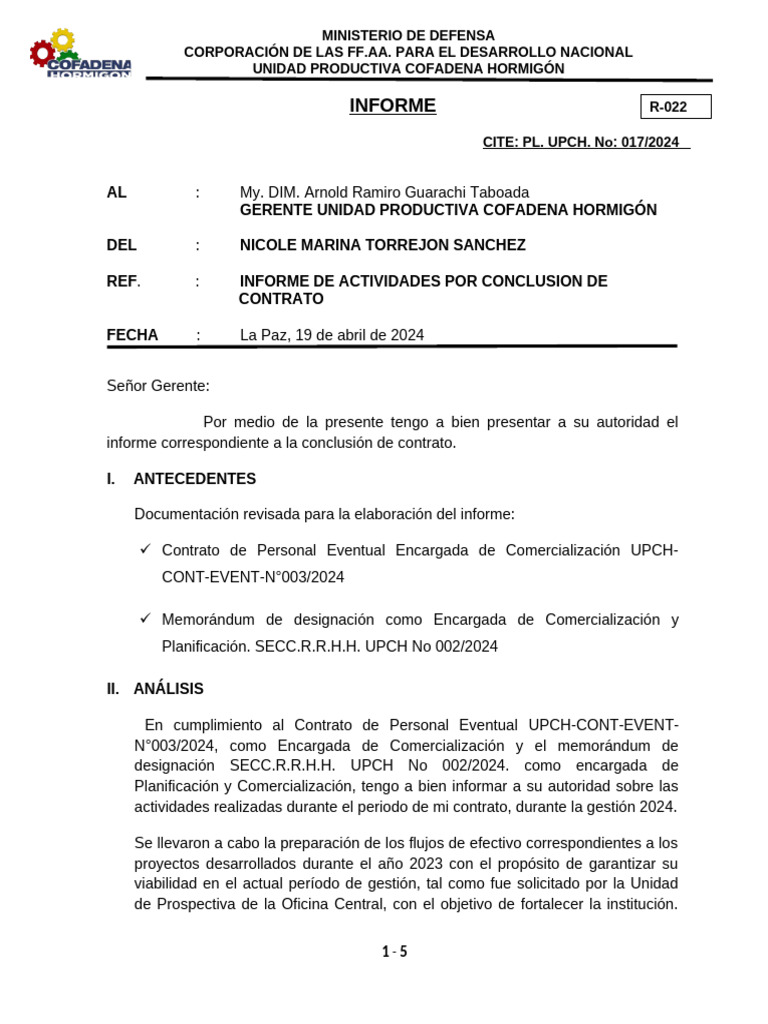 017-2024 Informe Actividades Nicol | PDF | Planificación