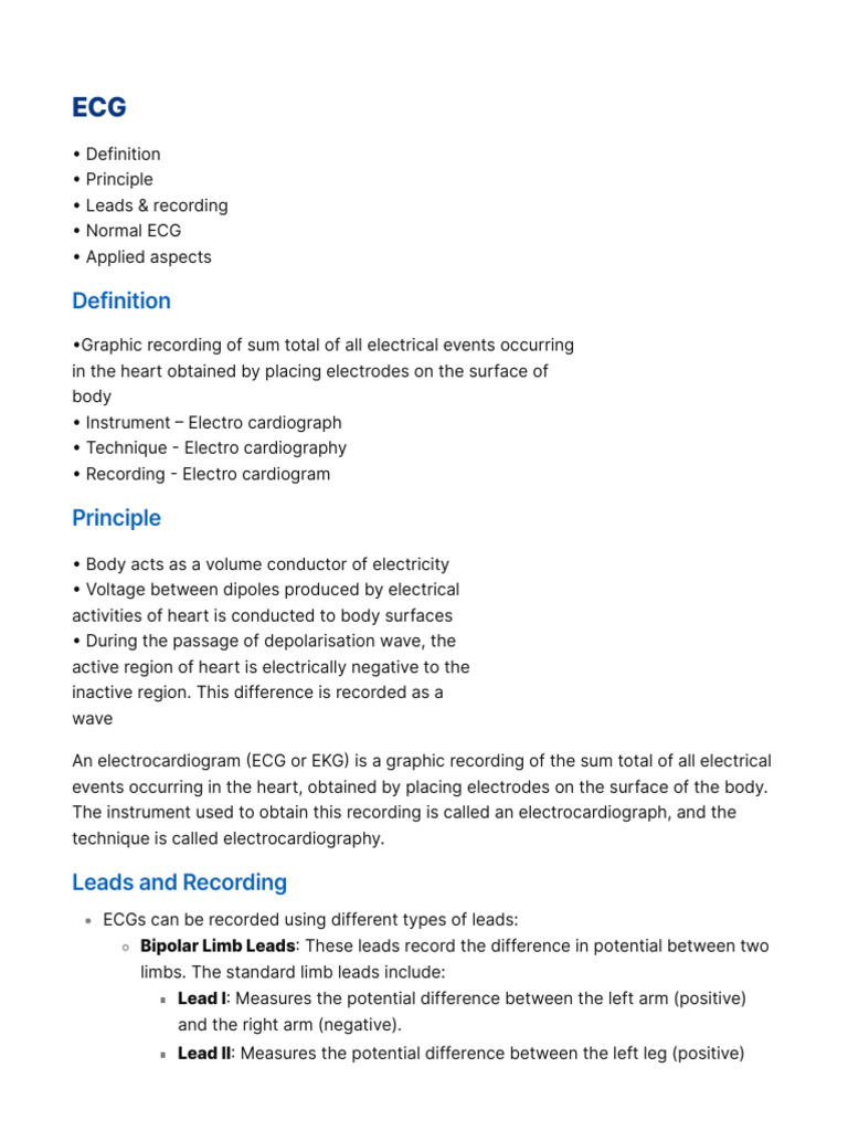 ECG my notes | PDF | Electrocardiography | Cardiology